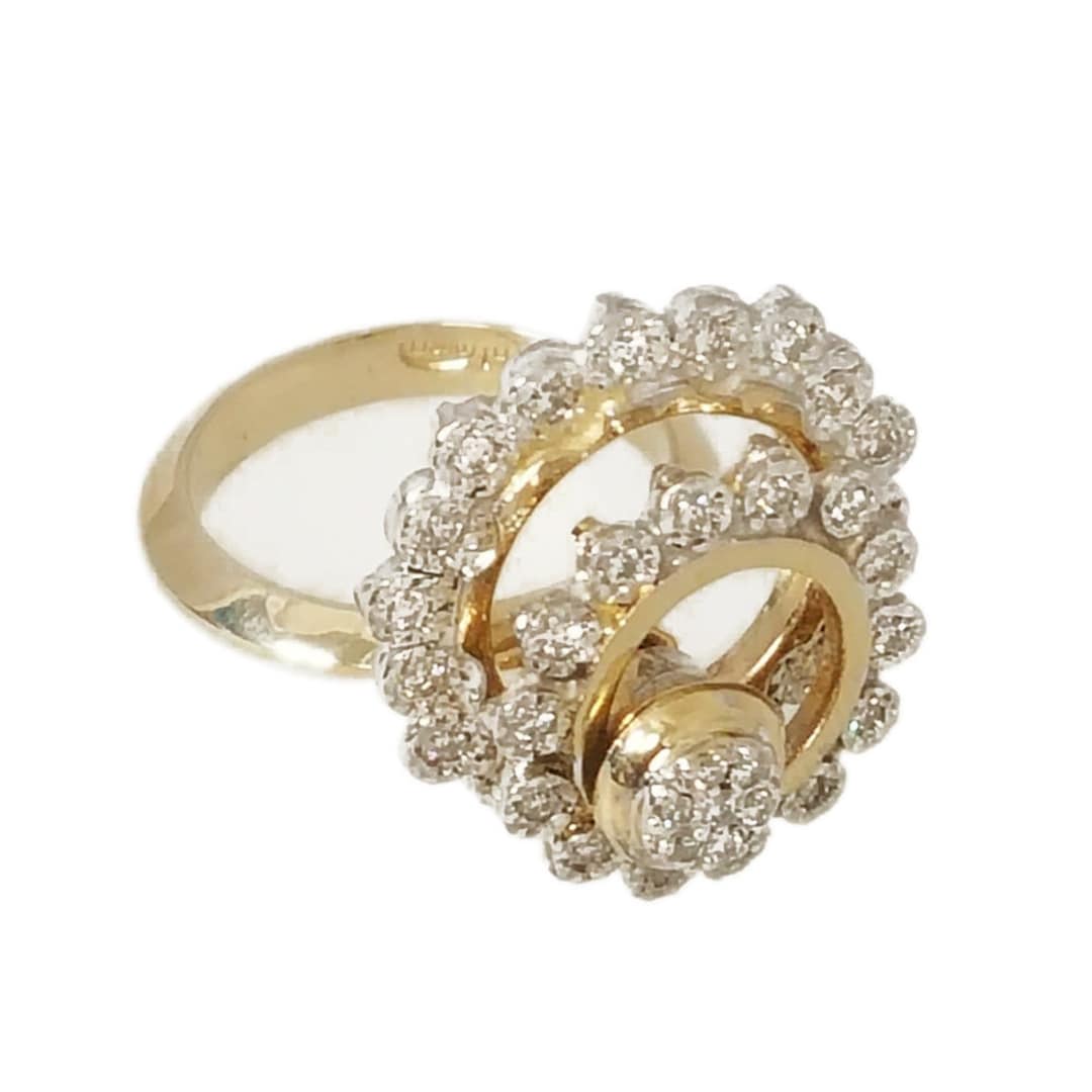 Double Circle 14K Gold Motion Ring With Diamonds - FL833D - Etsy