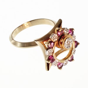 Double Circle 14K Gold Motion Ring With Diamonds FL833D - Etsy