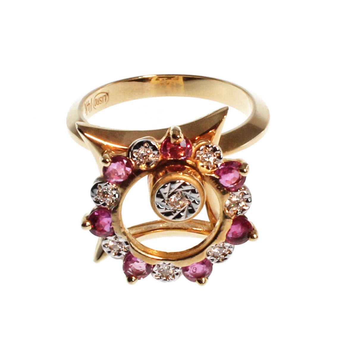 Motion Ring 14k Gold Circle and Diamonds - FL834 - Etsy