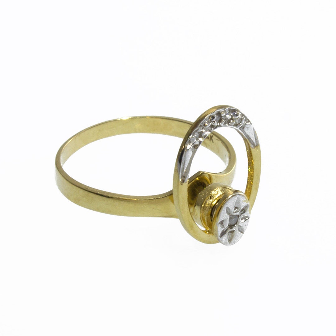 Oval Motion Ring in 14K Gold With Diamonds - Ring Size 7 - FL863 - Etsy