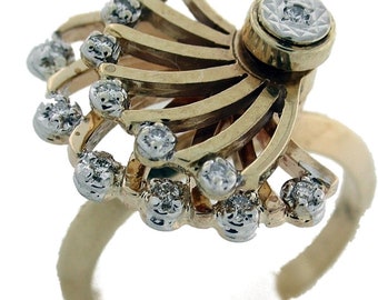 Flat Circle Motion Ring With Diamonds 14k Gold - FL829 - Etsy