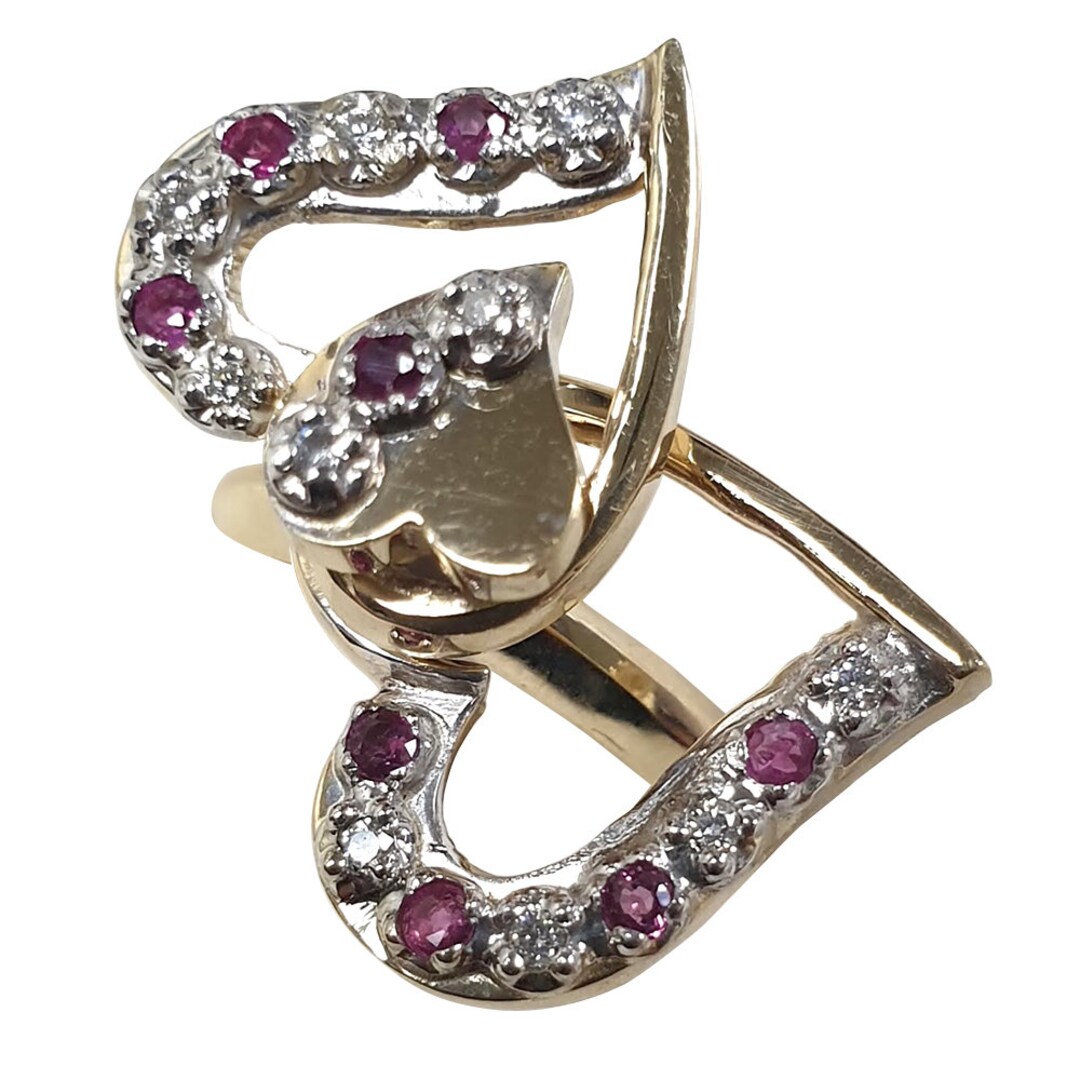 Motion Ring Hearts of Gold Rubies and Diamonds - Ring Size 6.5 - FL820A ...