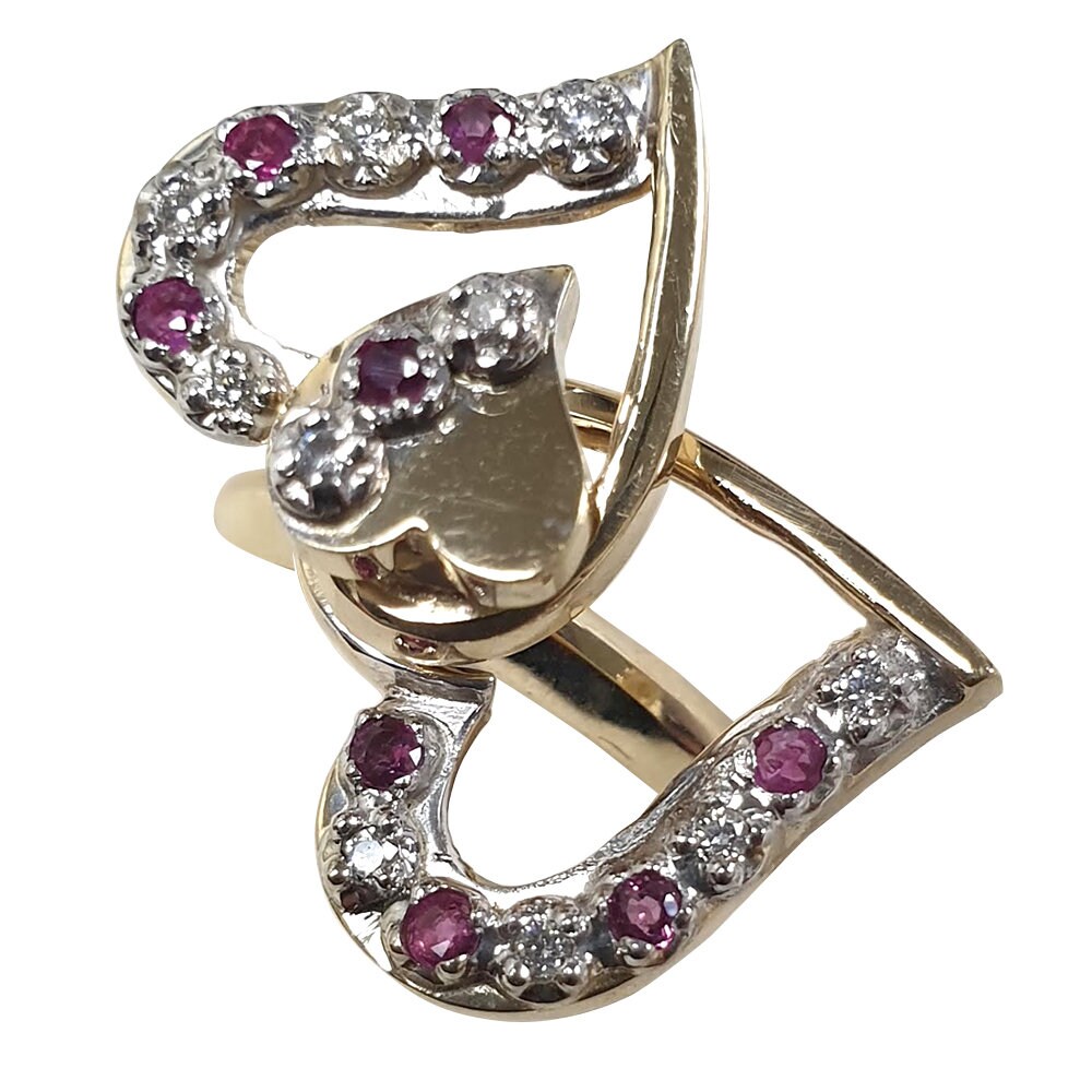 Motion Ring Hearts of Gold Rubies and Diamonds - Ring Size 6.5 - FL820A ...