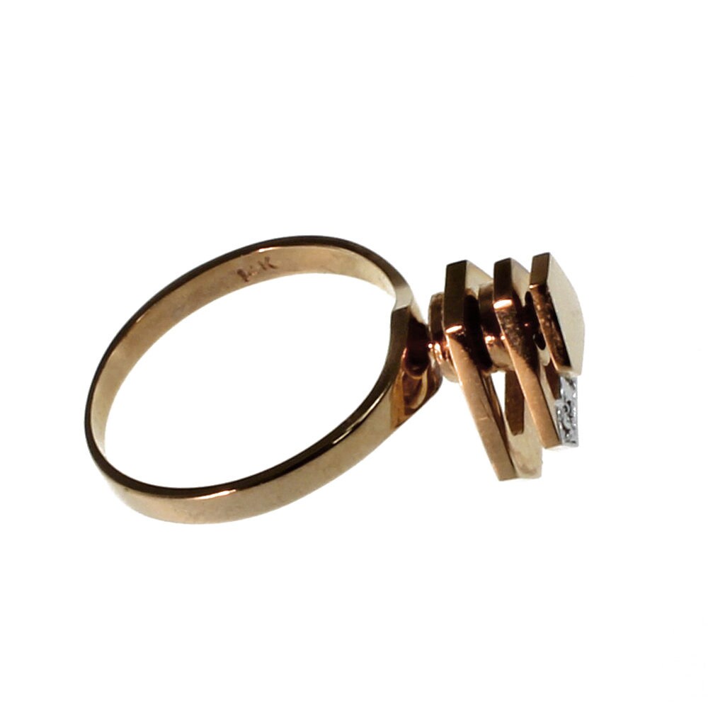 Six Sided 14k Gold Motion Ring With Diamonds - Ring Size 6 1/2 - MR1110 ...