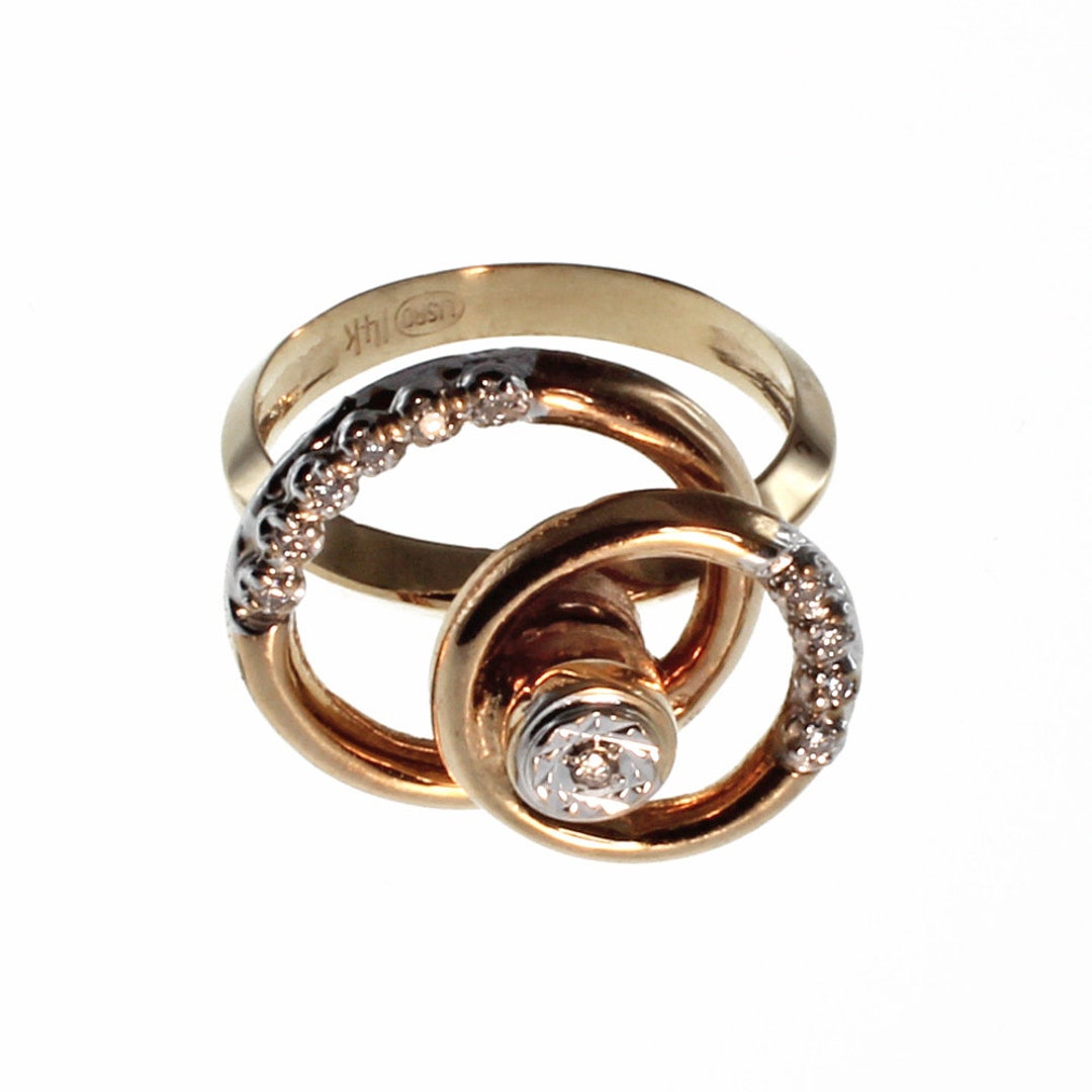 Motion Ring With Double Tier Diamond Accented Rings in 14K Gold - Ring ...