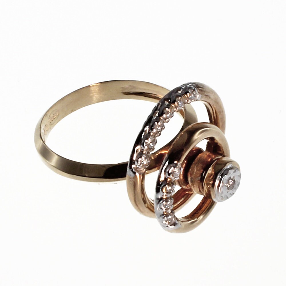 Motion Ring With Double Tier Diamond Accented Rings in 14K Gold - Ring ...