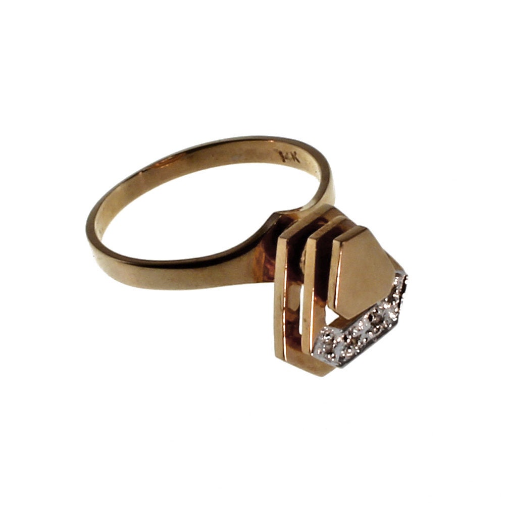 Six Sided 14k Gold Motion Ring With Diamonds - Ring Size 6 1/2 - MR1110 - Etsy