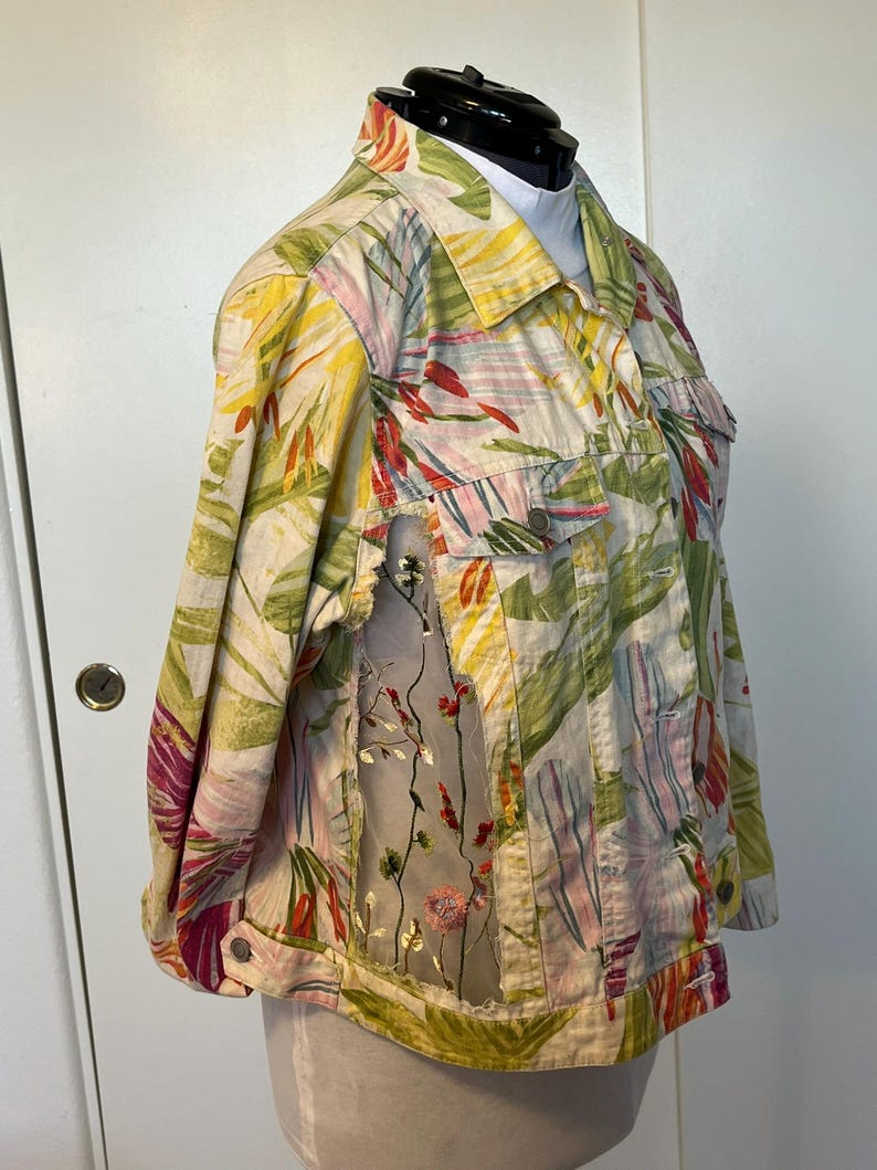 Spring Floral Denim Lace Embroidered Chico's Jacket - Etsy