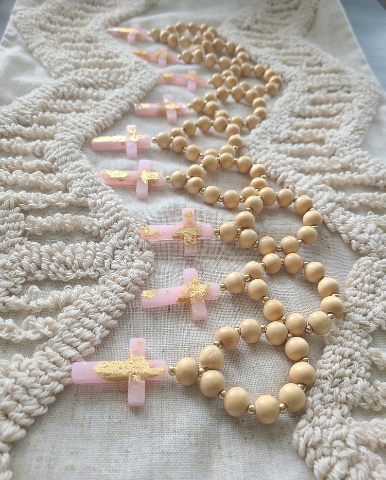 Mini Rosaries/ Baptism Favor/ Wood Bead Rosary/ Prayer Beads/ - Etsy