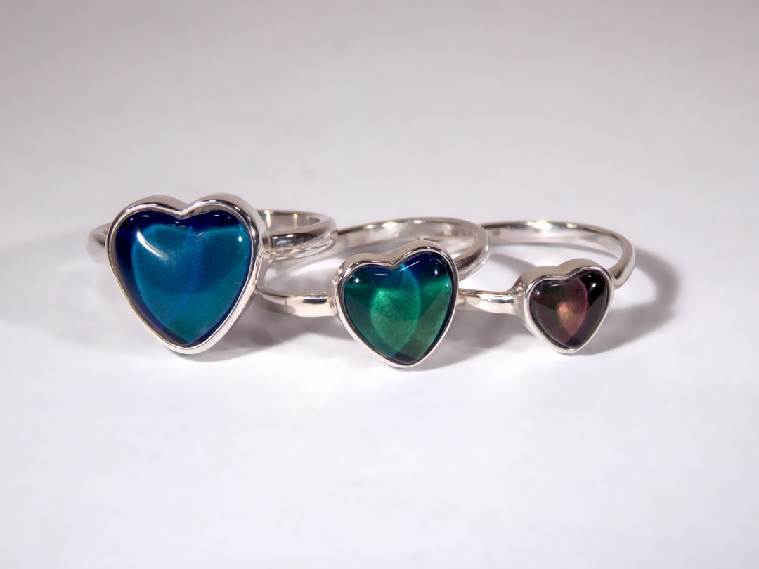 Sterling Silver Heart Shaped Mood Ring - 10mm, 8mm or 6mm Options ...