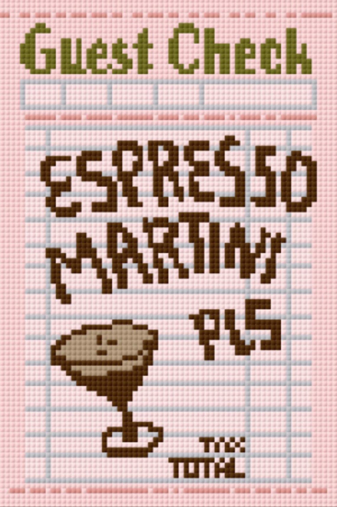 Espresso Martini Guest Check 13 Mesh Digital Needlepoint Chart PDF - Etsy
