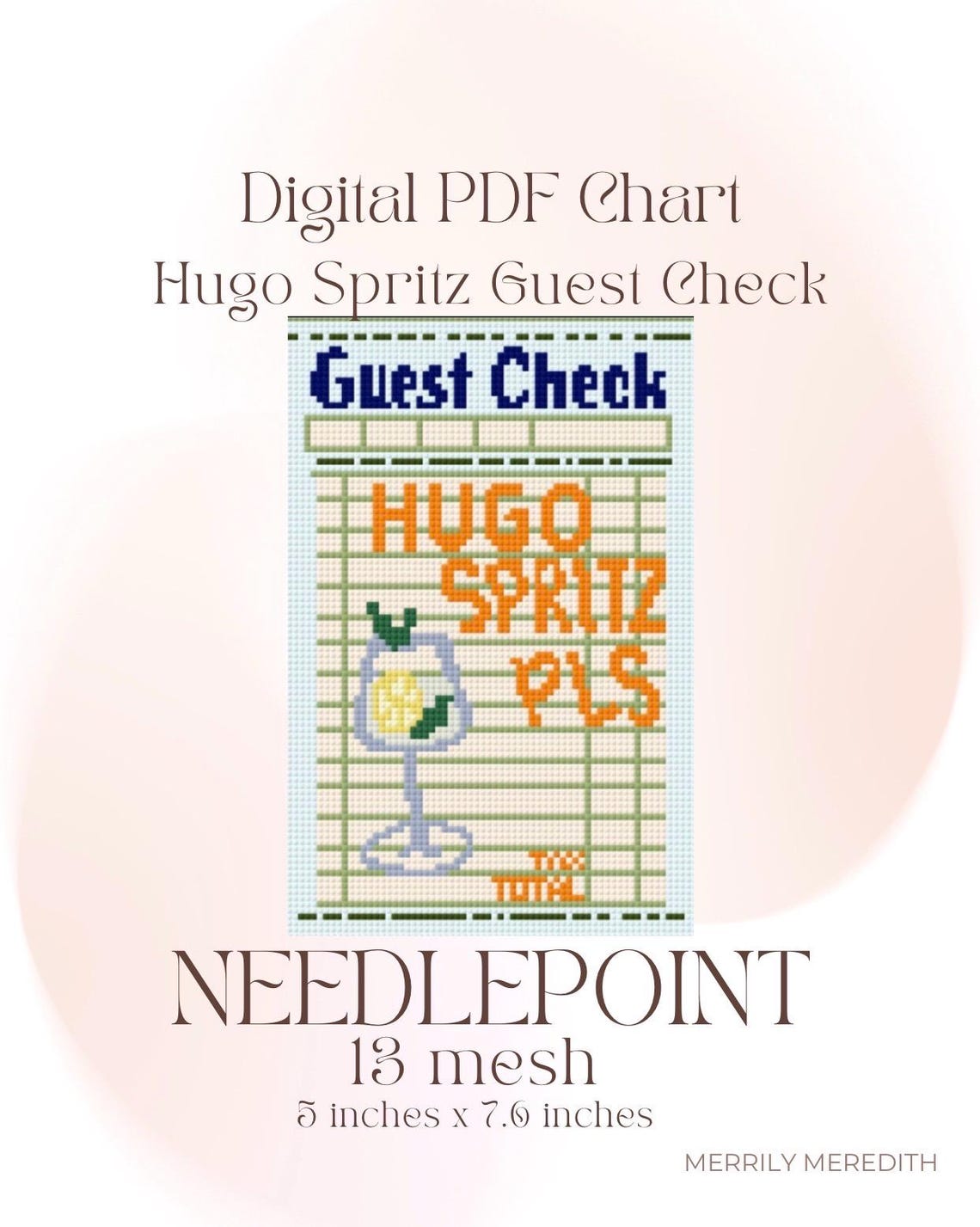 Hugo Spritz Guest Check 13 Mesh Digital Needlepoint Chart PDF - Etsy