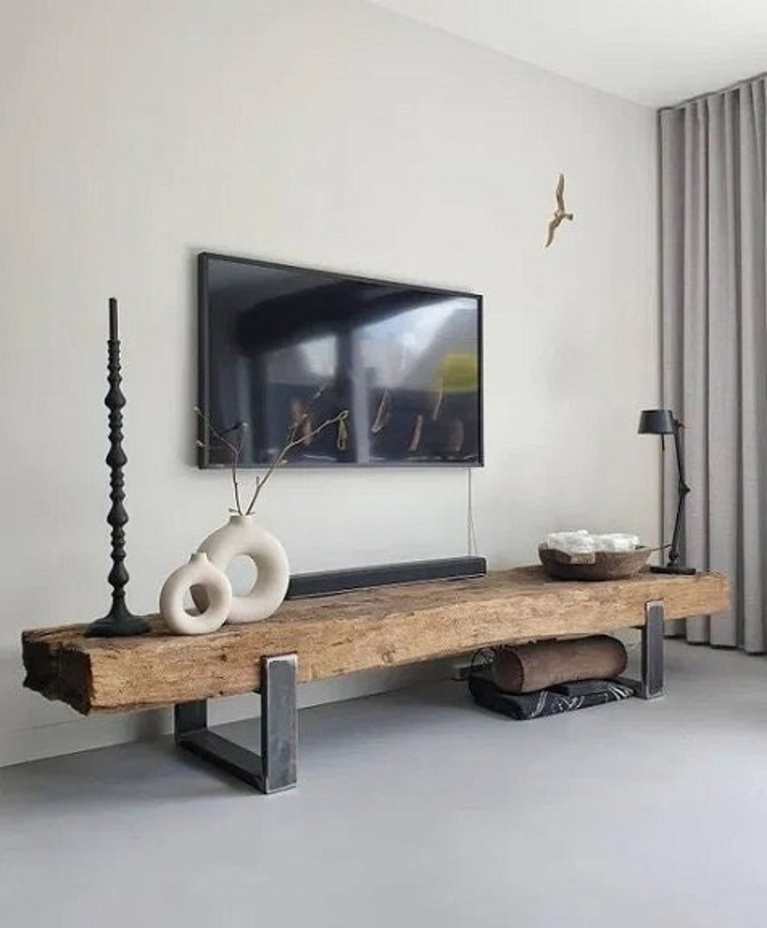Old Beam Console Beam TV Cabinet Rustic Console Reclaimed - Etsy Finland