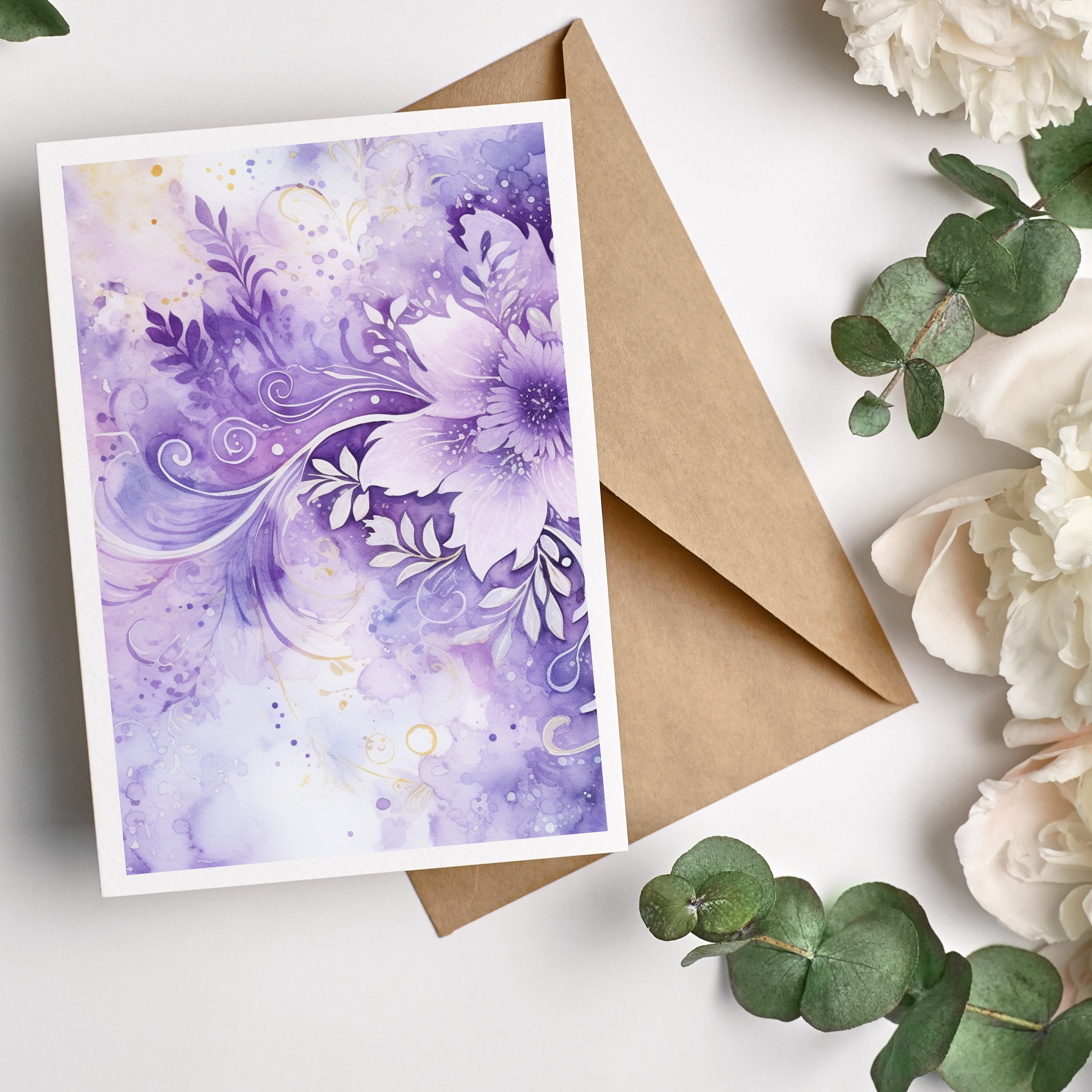 Vintage Digital Paper Pack, Vintage Purple Flowers, Shabby Chic ...