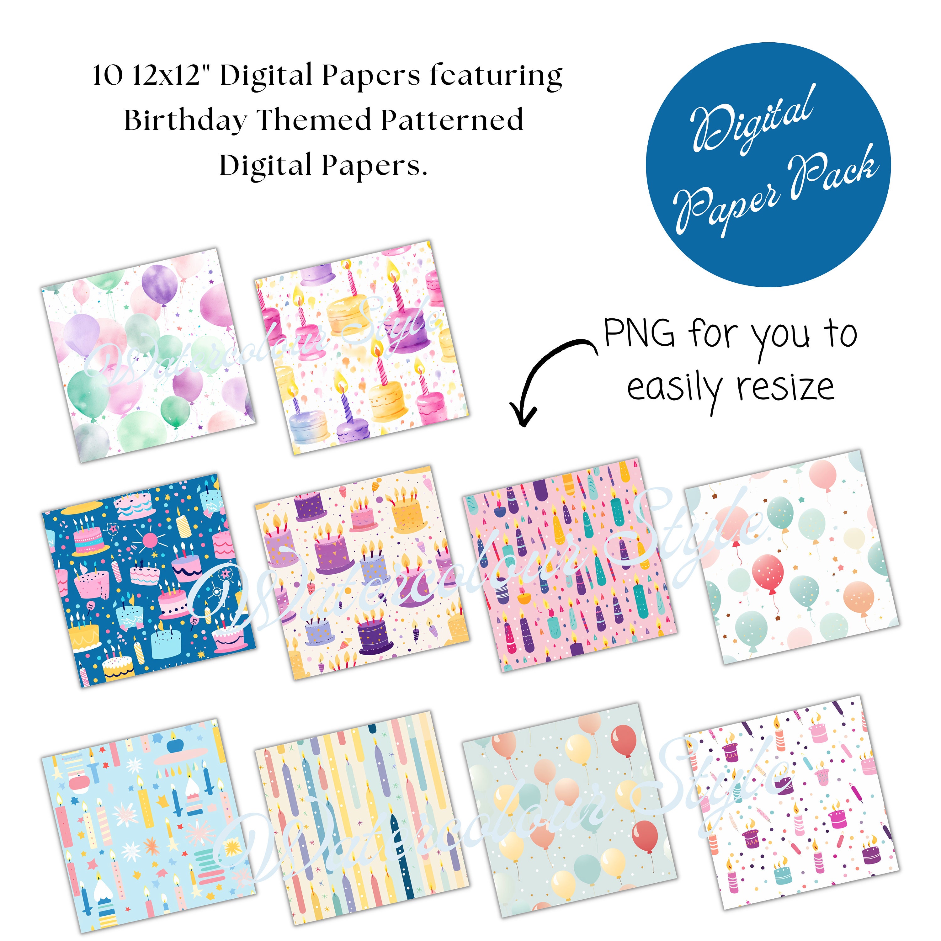 Birthday Printable Paper Patterns, Instant Download, Stationary ...