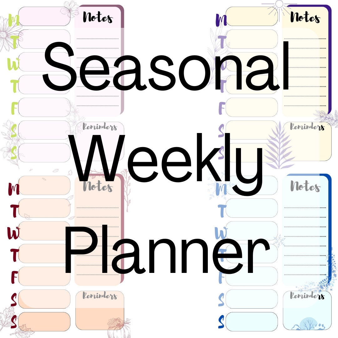 Seasonal Themed Weekly Planner Printable Download - Etsy