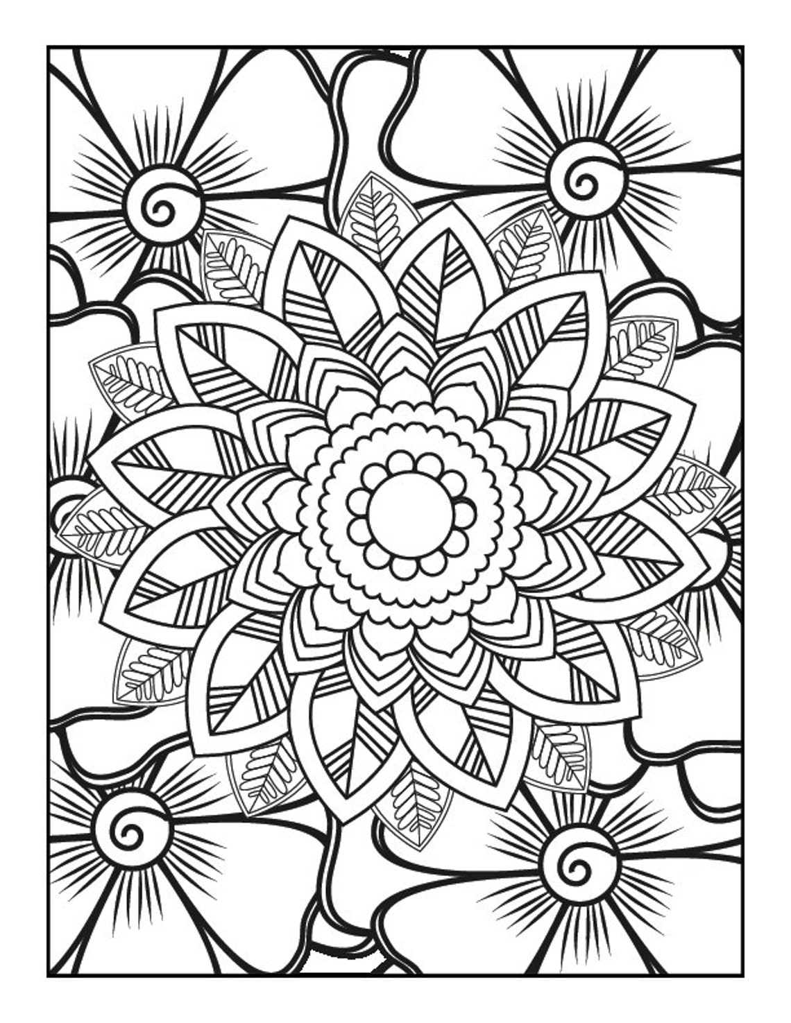 100 Adult Flower Coloring Pages, Printable Coloring, Coloring Book ...