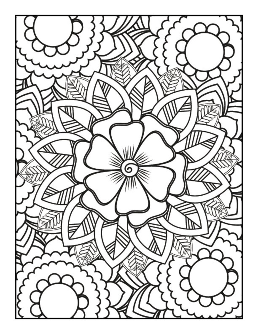 100 Adult Flower Coloring Pages, Printable Coloring, Coloring Book ...