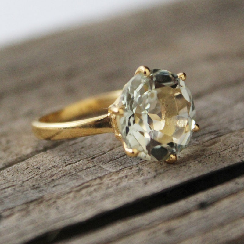 Prasiolite Ring - Etsy