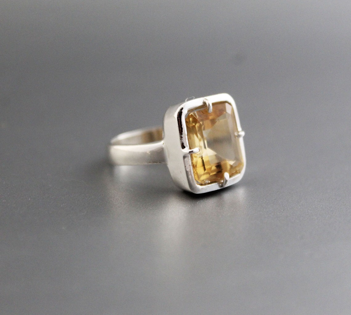 Citrine Gemstone Ring November Birthstone Citrine Yellow | Etsy