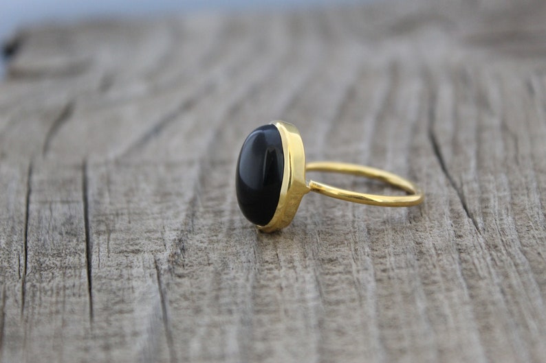 Natural Black Onyx Ring Handmade Gemstone Ring December | Etsy