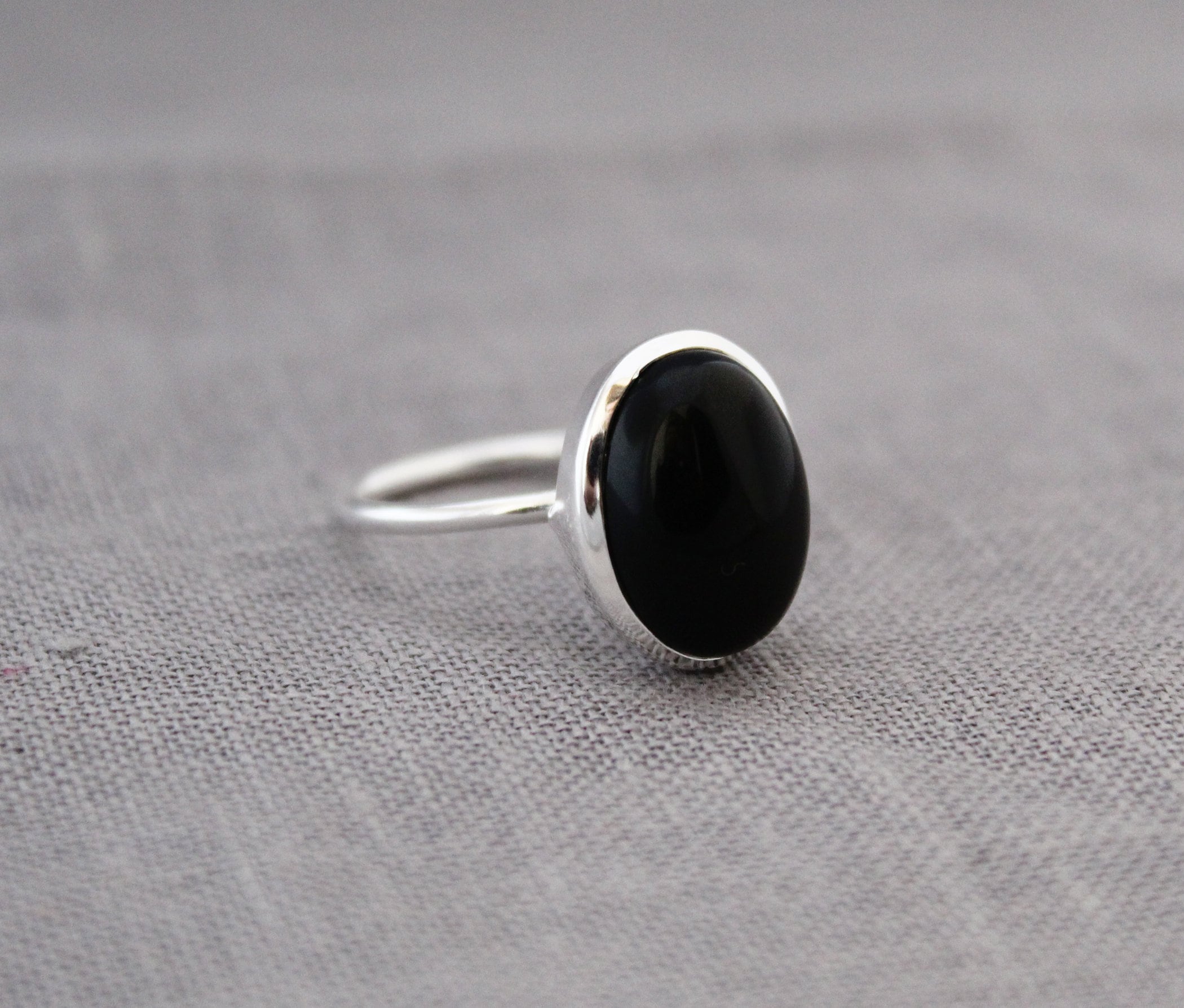 Natural Black Onyx Ring - Handmade Gemstone Ring - December Birthstone ...