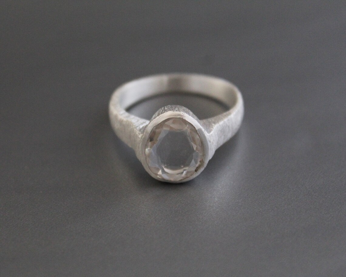 Crystal Quartz Ring Sterling Silver Ring Crystal Ring | Etsy
