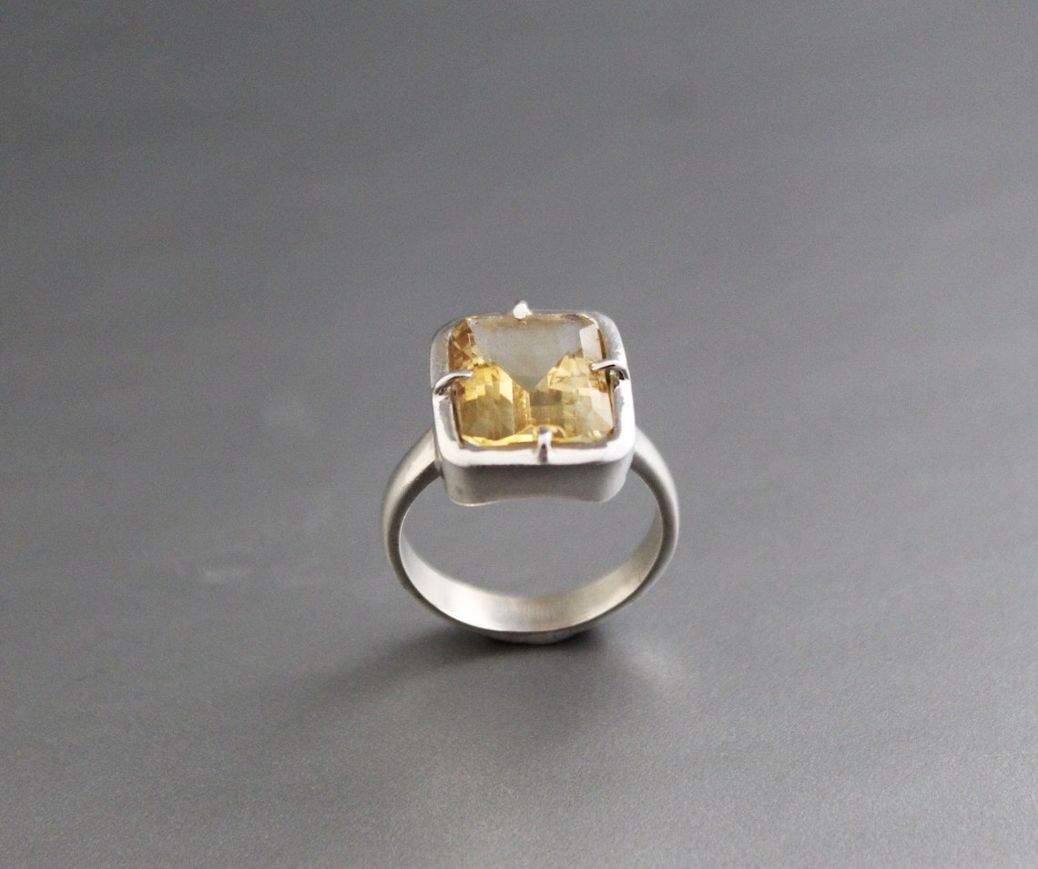 Citrine Gemstone Ring November Birthstone Citrine Yellow | Etsy