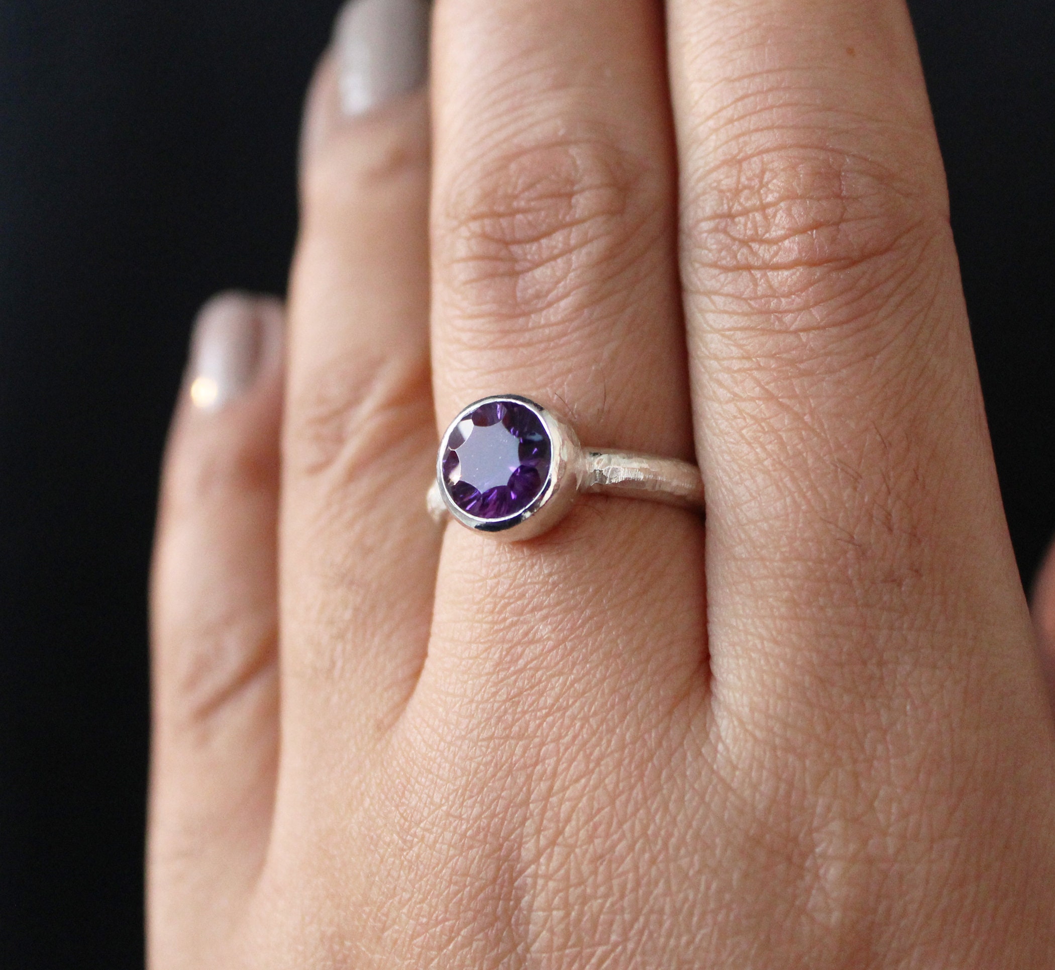Amethyst Gemstone Ring February Birthstone Purple Amethyst - Etsy UK