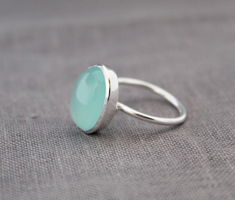Aqua Chalcedony Ring Handmade Gemstone Ring March | Etsy