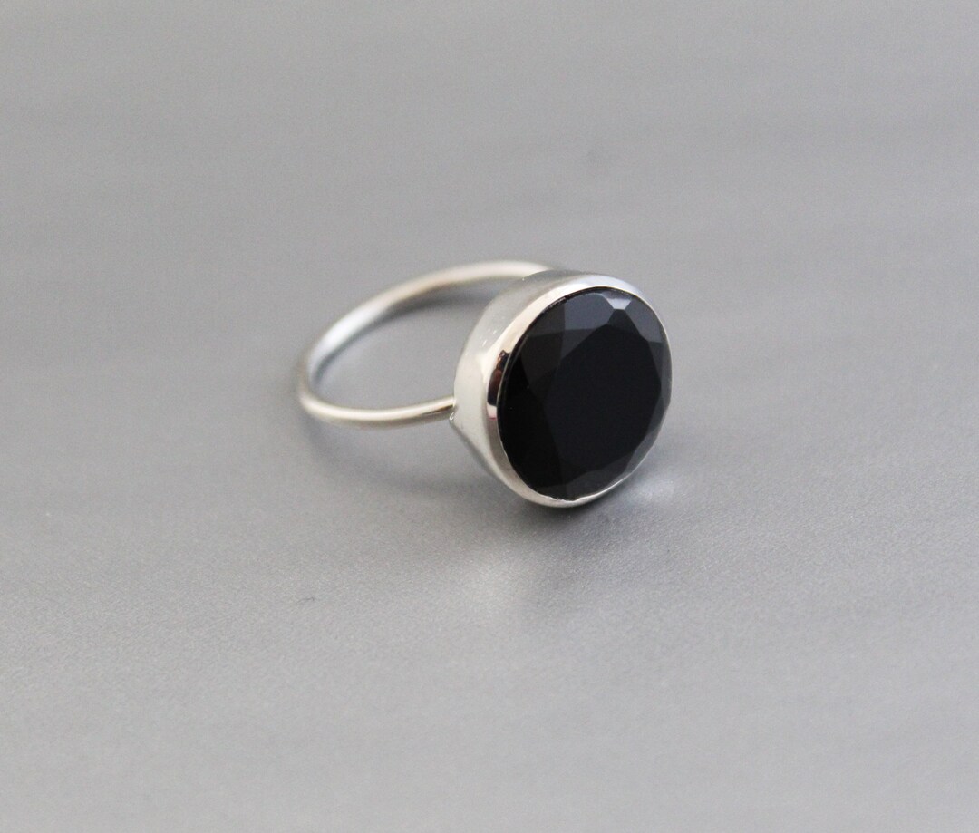 Bague en onyx noir naturel - Bague en pierre précieuse faite à la main ...