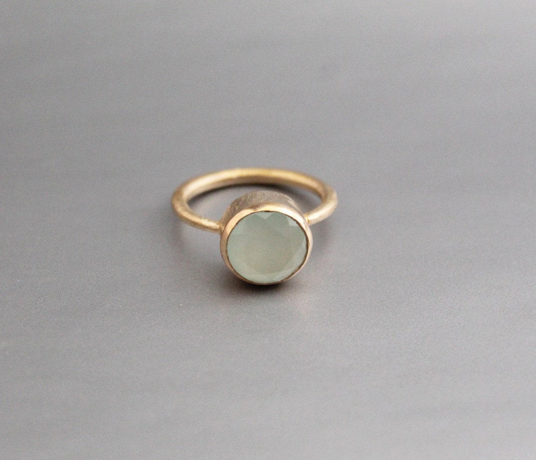 Aqua Chalcedon Ring - Handgemachter Edelstein Ring - März Geburtsstein - Blauer Edelstein - 925 ...