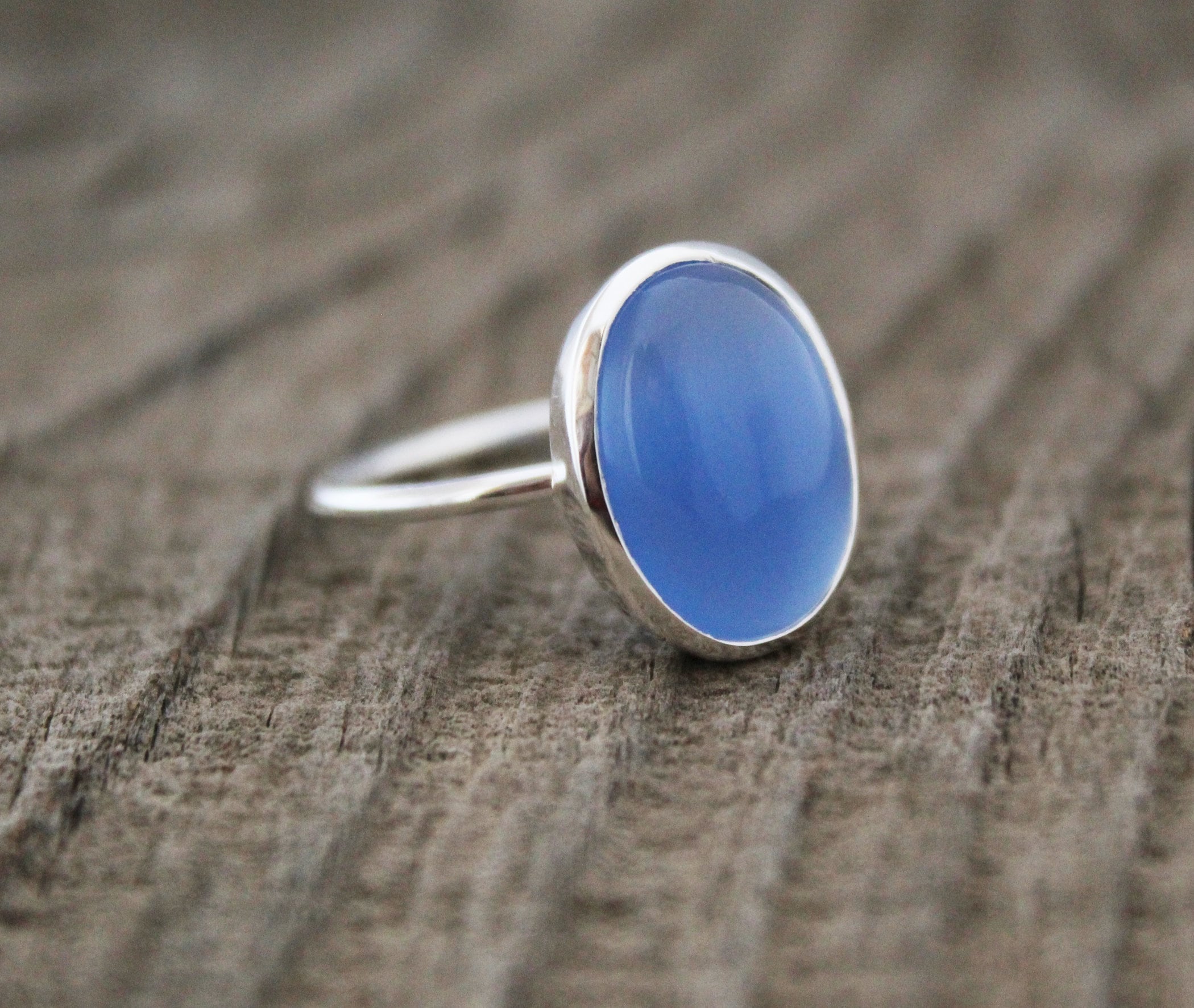 Blue Chalcedony Ring - Handmade Gemstone Ring - March Birthstone - Blue ...