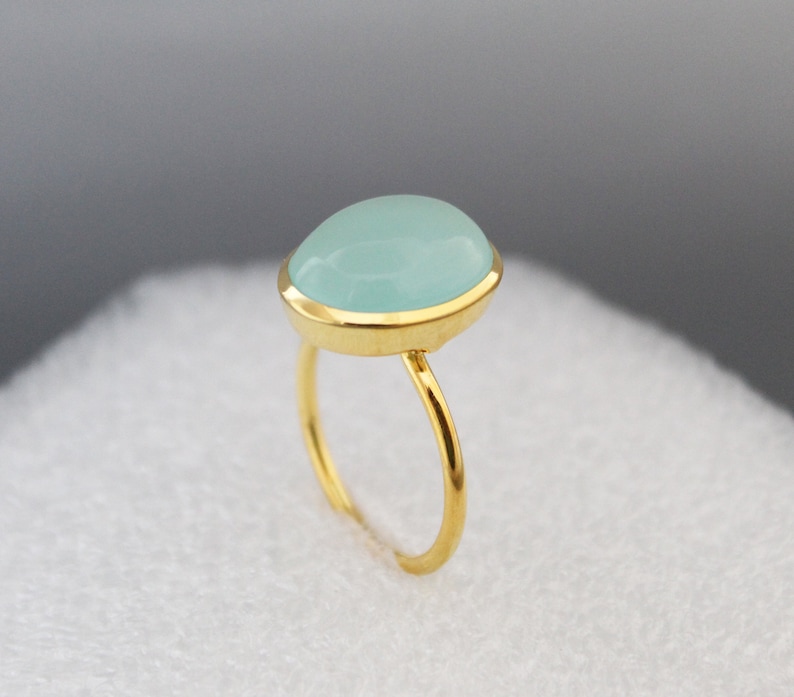 Aqua Chalcedony Ring Handmade Gemstone Ring March | Etsy