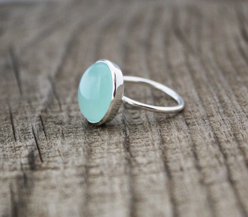 Aqua Chalcedony Ring - Handmade Gemstone Ring - March Birthstone - Blue Gemstone Stone - 925 ...