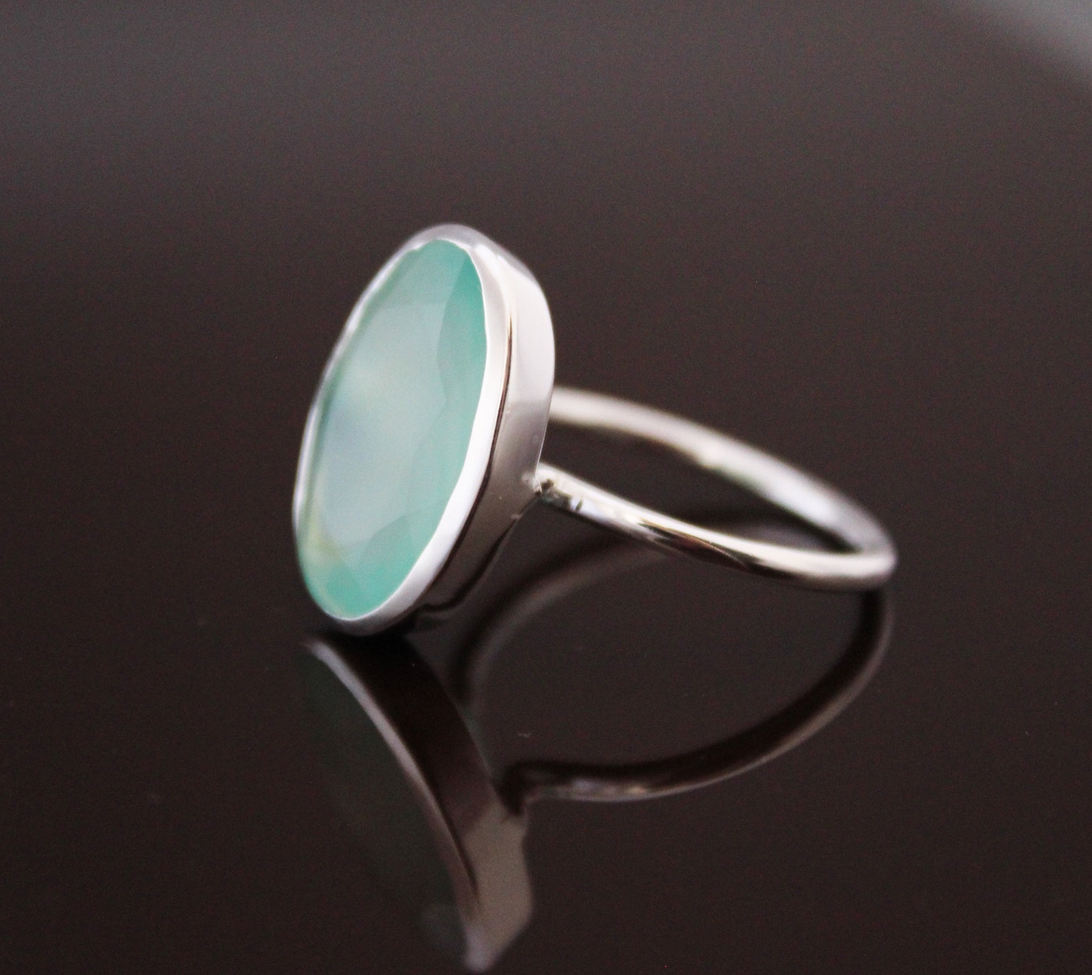 Aqua Chalcedony Ring - Handmade Gemstone Ring - March Birthstone - Blue ...