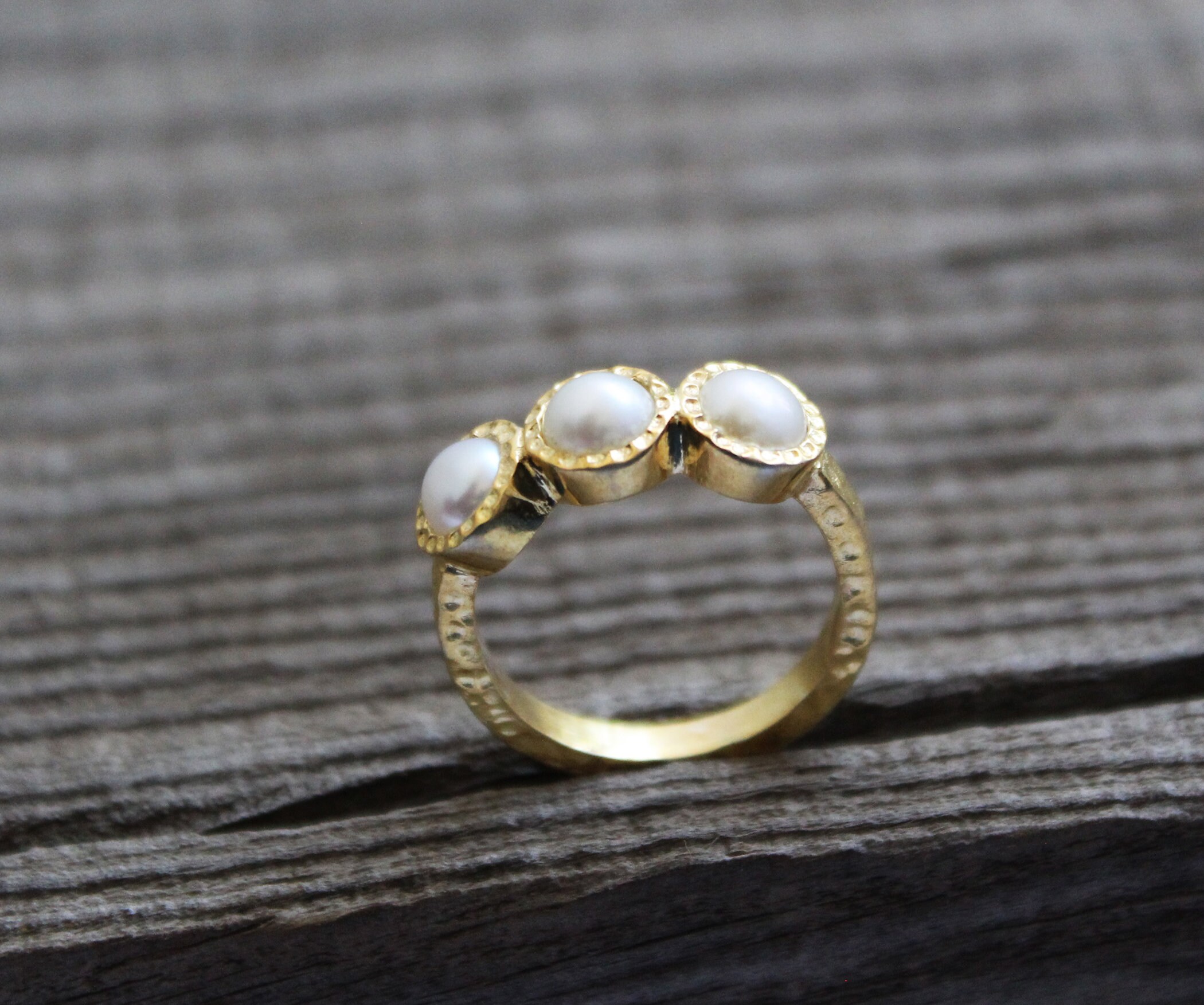Dainty Pearl Ring Pearl Gold Ring Stacking Ring - Etsy