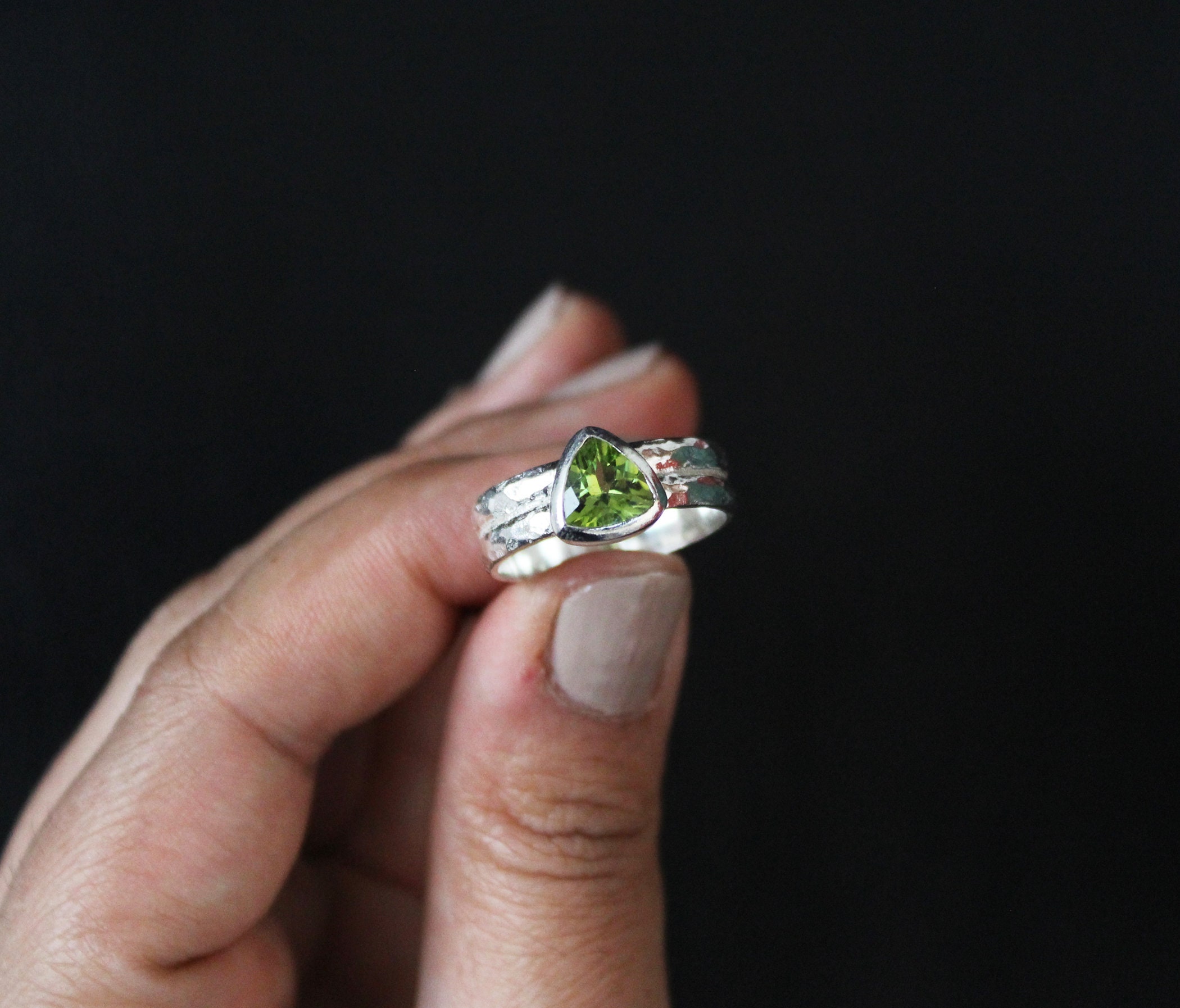 Peridot Gemstone Ring - August Birthstone -yellowish Green Stone - 925 ...