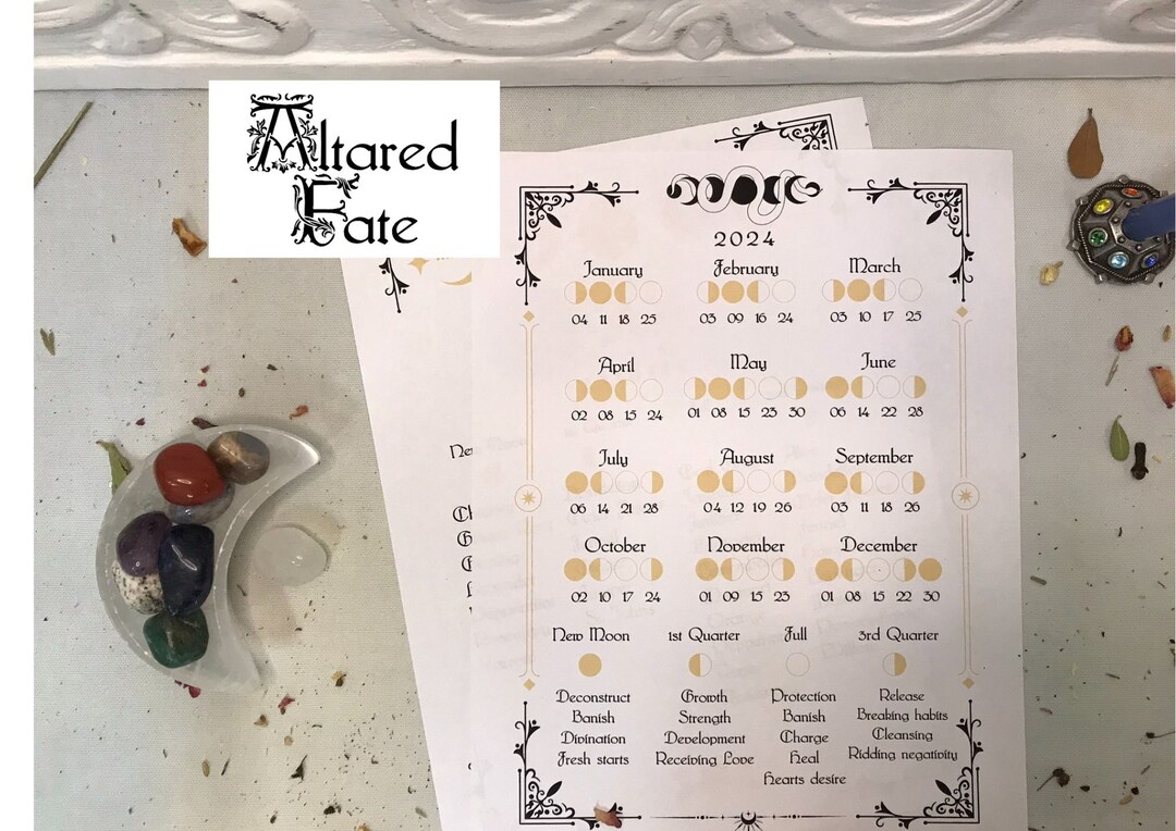 Moon Calendar 2024 & Corresponding Herb Chart | Spells| Witchcraft ...