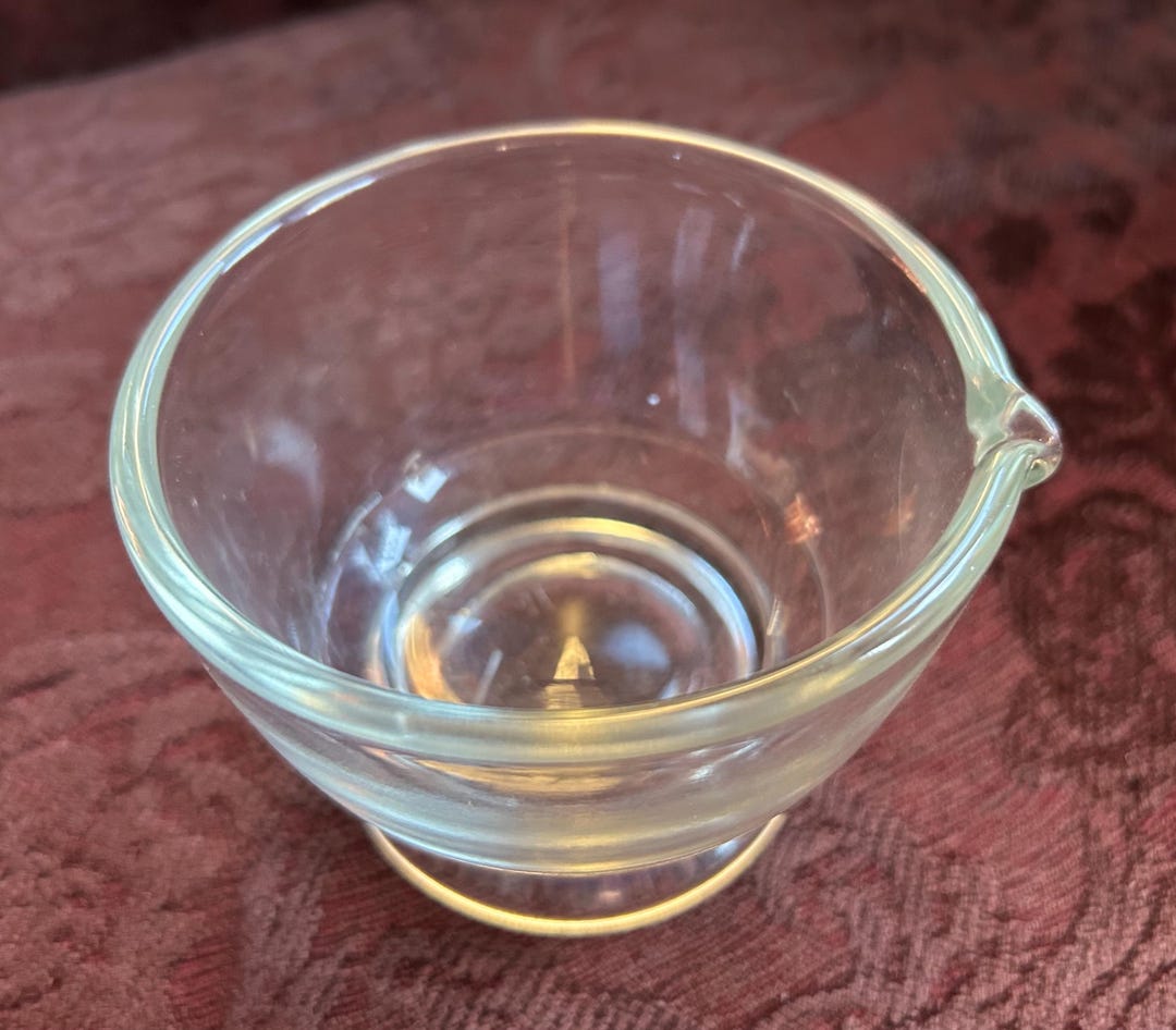 Set of 2 Heavy Clear Glass Small Pitcher and Bowl. 3-3.75” Diameter. 2 ...