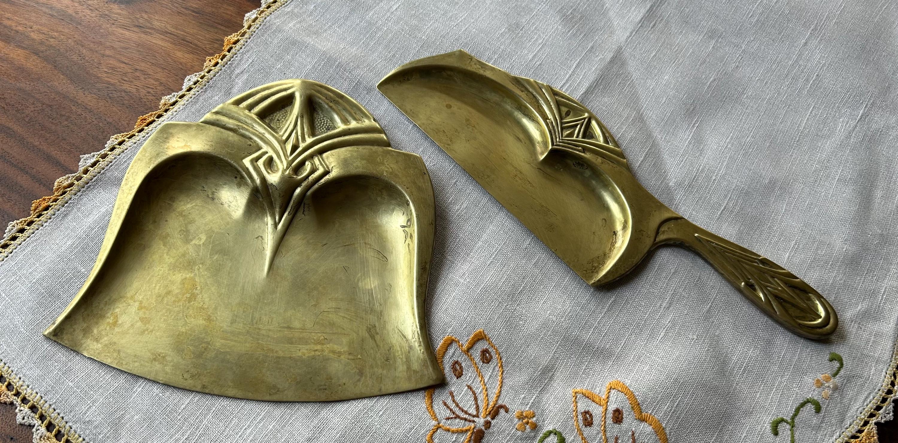 Antique 1920’s Brass Art Deco Crumb Catcher Dust Pans. 3.5”x11”, 7.25 ...