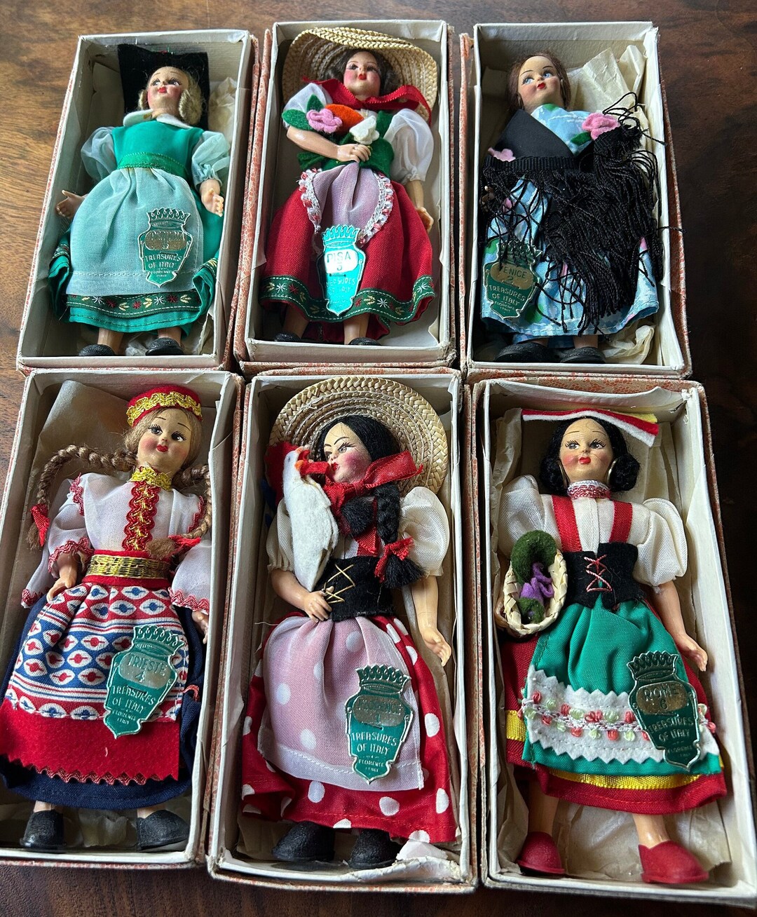 6 Dolls Treasures of Italy 1950's Traditional Regional Costumes 6 in ...