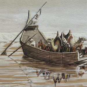 John Renwick Metheny Painting of Syrian Arab Ferry Boat Crossing the ...