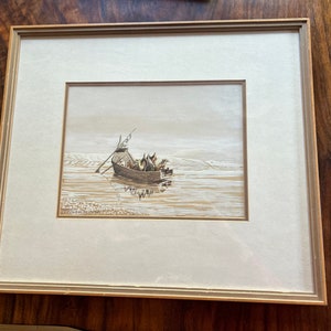John Renwick Metheny Painting of Syrian Arab Ferry Boat Crossing the ...