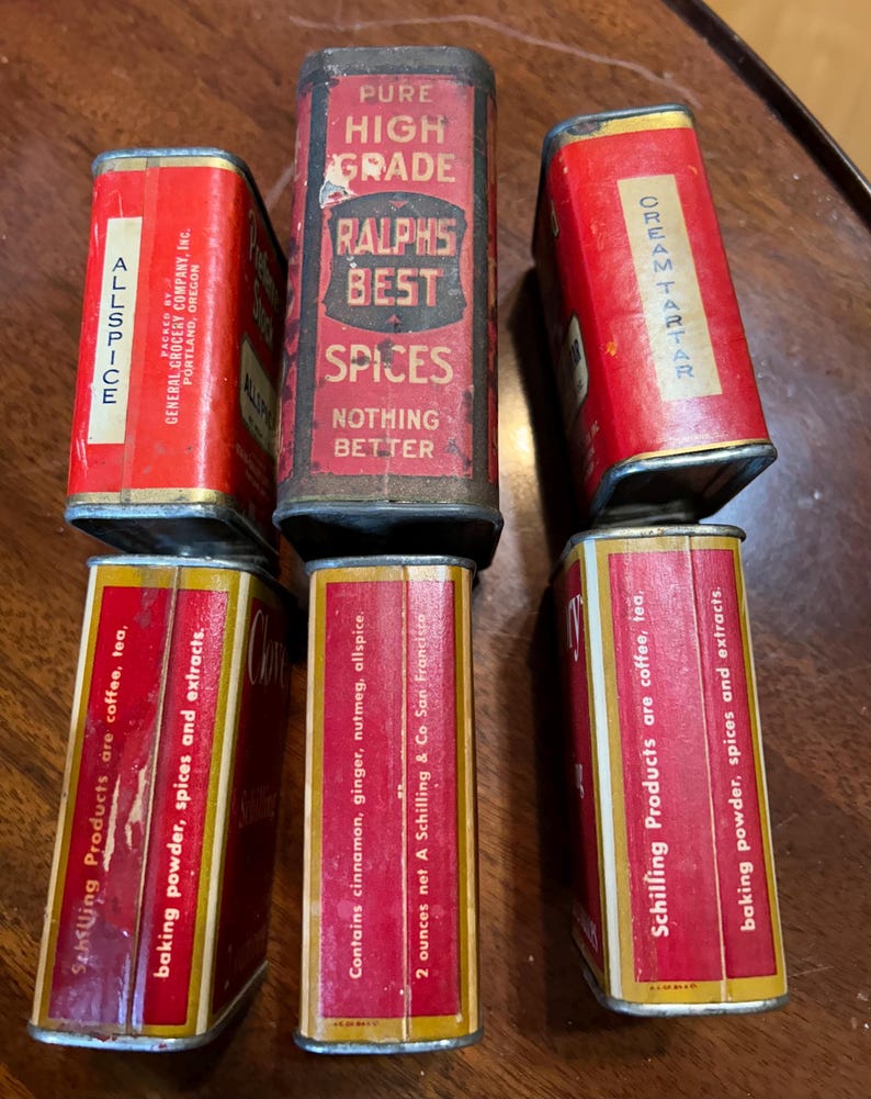 Vintage Spice Boxes, Metal Top, Ralph's, Schilling, Lot of 7 - Etsy UK