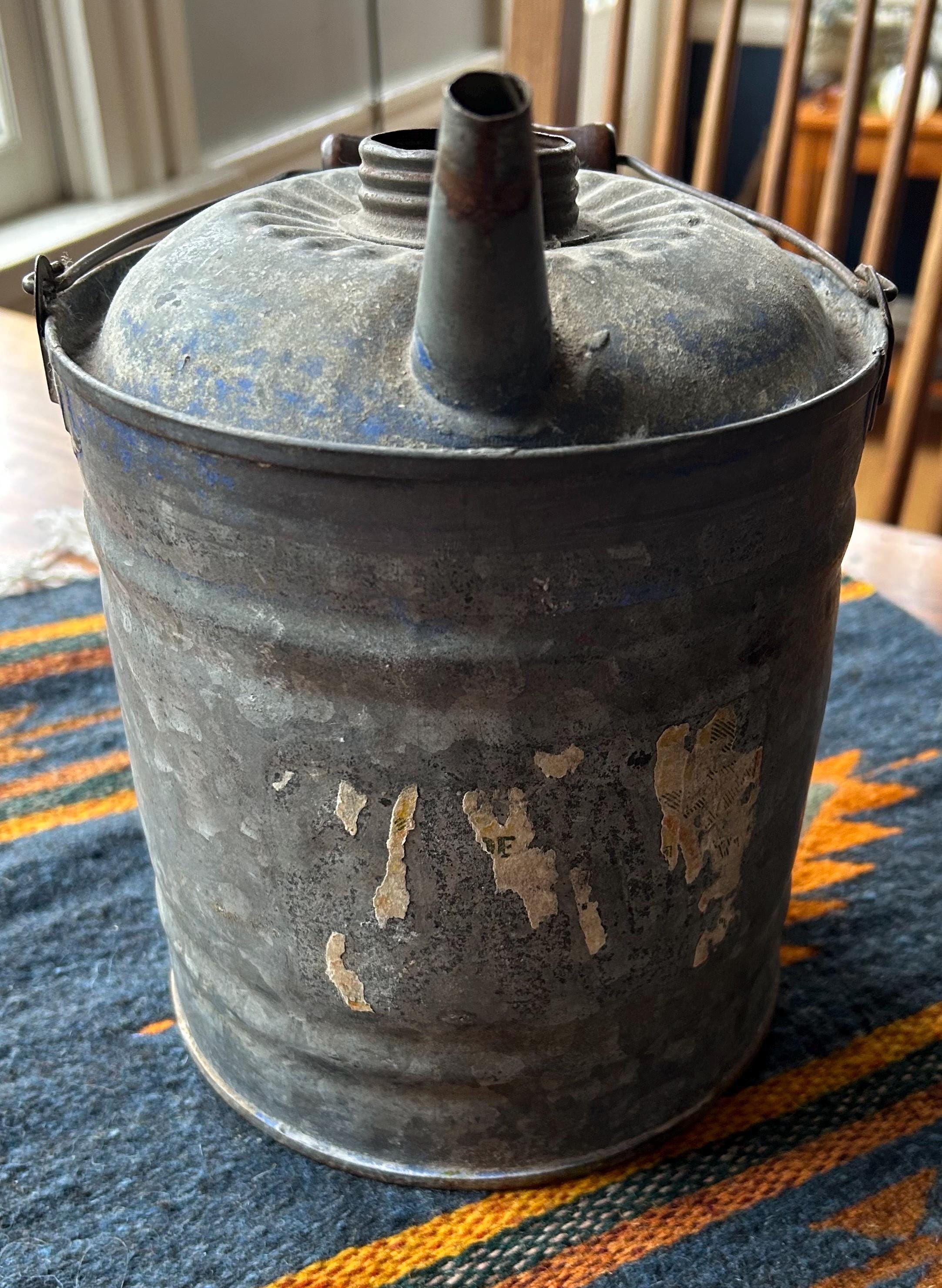 1920’s Vintage Galvanized Gasoline Can With Bale and Wood Handle. Fuel ...