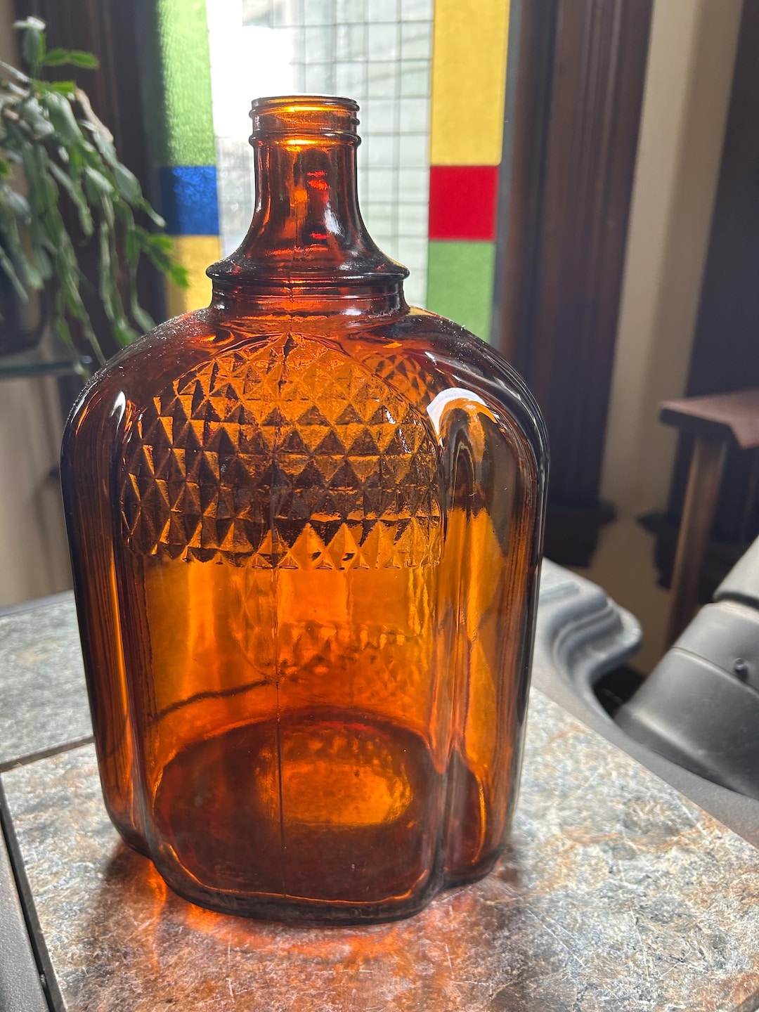 Vintage Brown Amber Gallon Jug With Finger Loop. Embossed 12” High. Mint Condition - Etsy