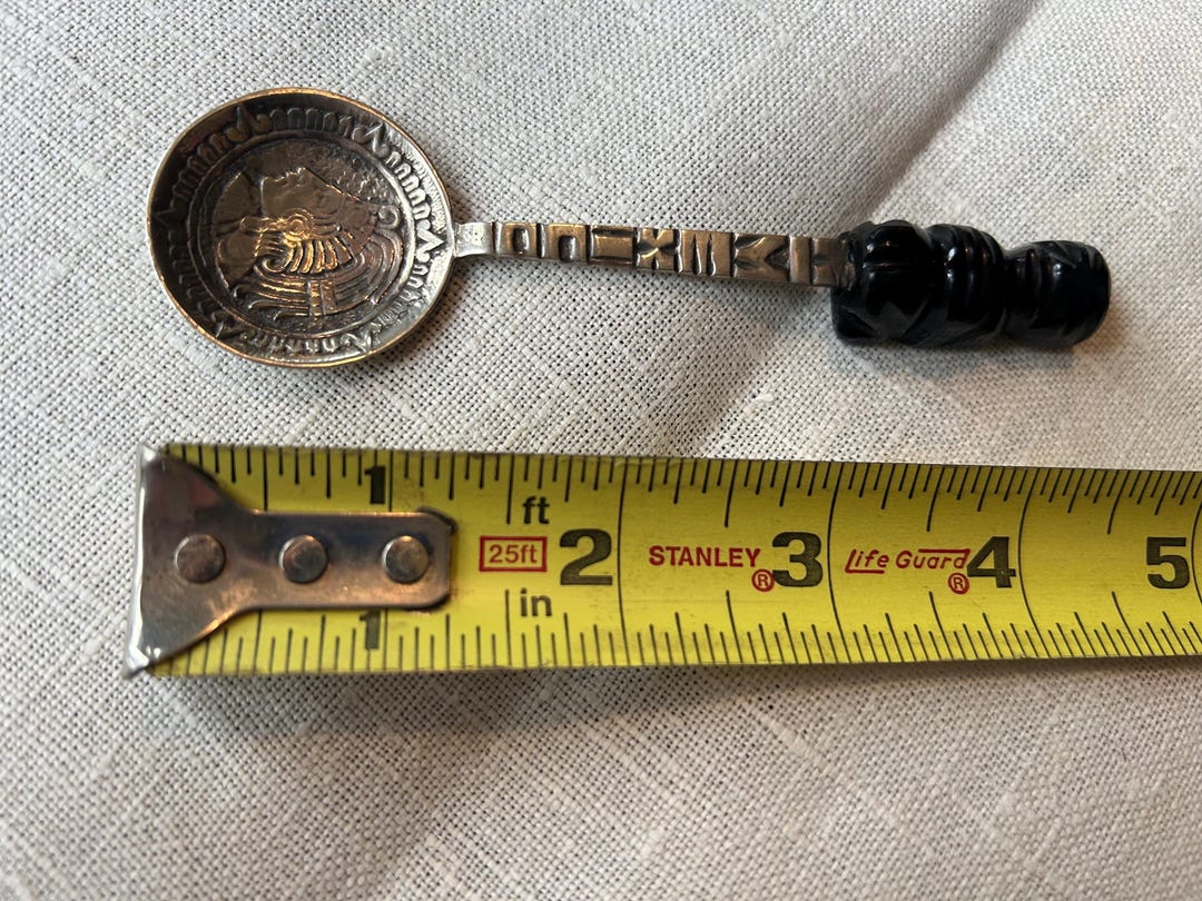 Mexican Sterling Silver Souvenir Spoon With Mayan or Aztec Warrior ...