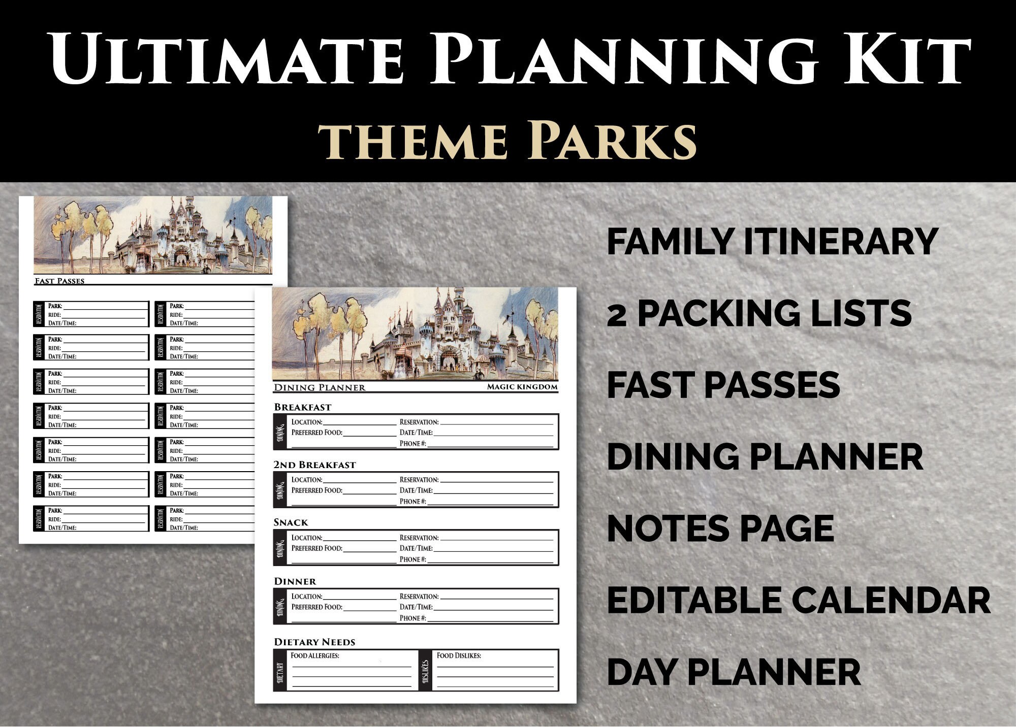 Editable Theme Park Planner PDF - Etsy