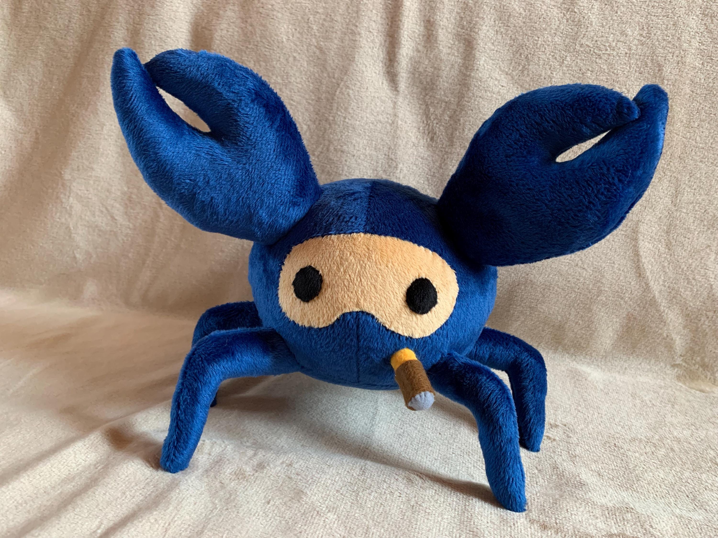 Cute Blue Secret Agent Crab Plush Toy, Handmade Spy-inspired Stuffed ...